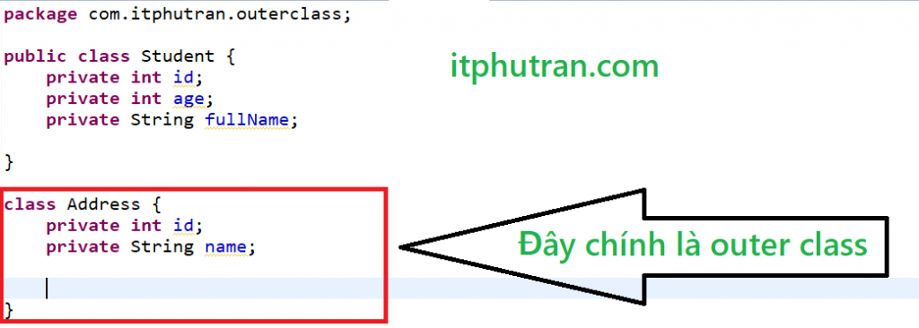 Outer Class trong Java – itphutran.com